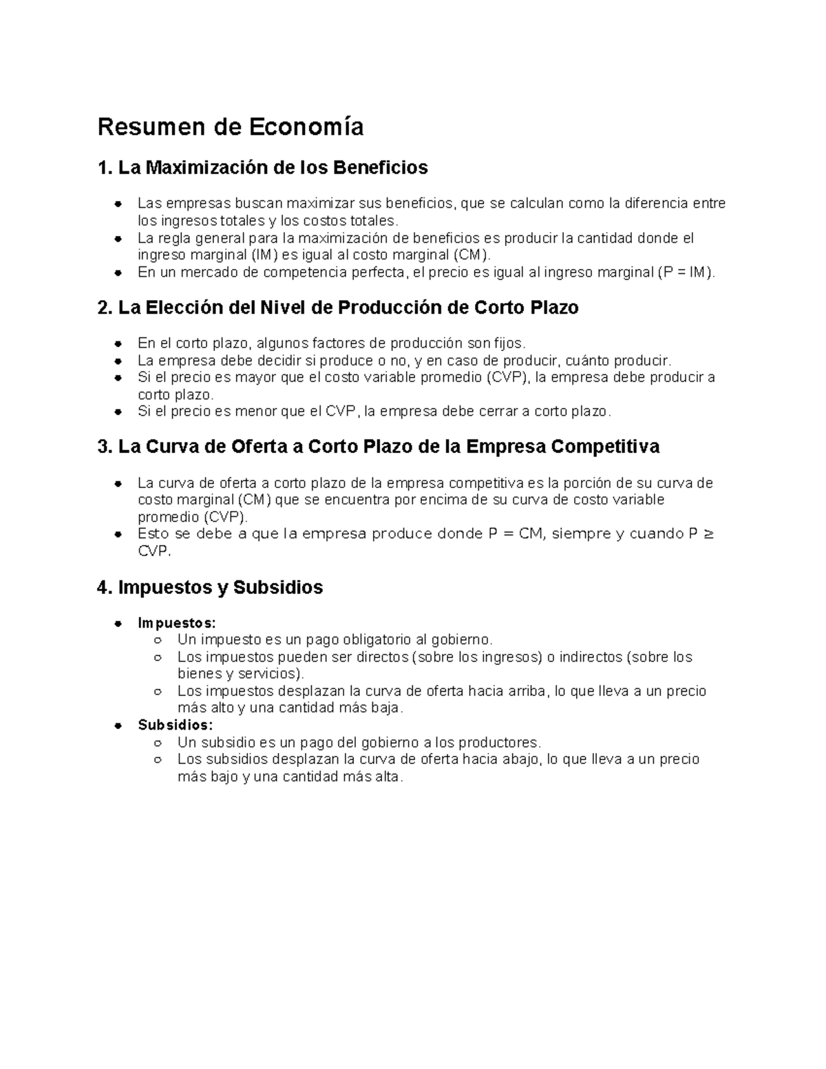 Resumen de Economía M3: Maximización de Beneficios y Producción - Studocu