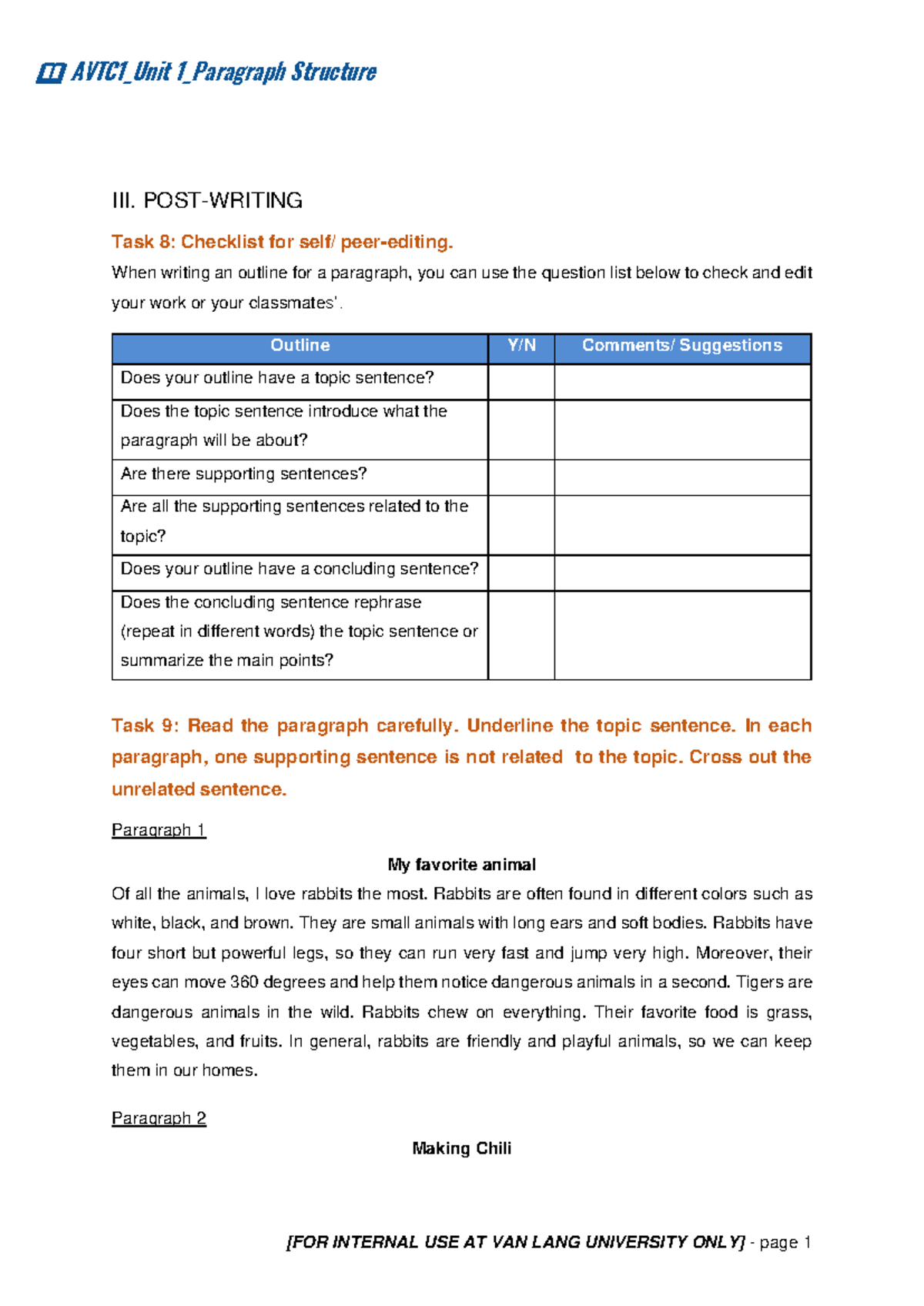 23732010 41452-Nguyen Trung Thuan - III. POST-WRITING Task 8: Checklist ...