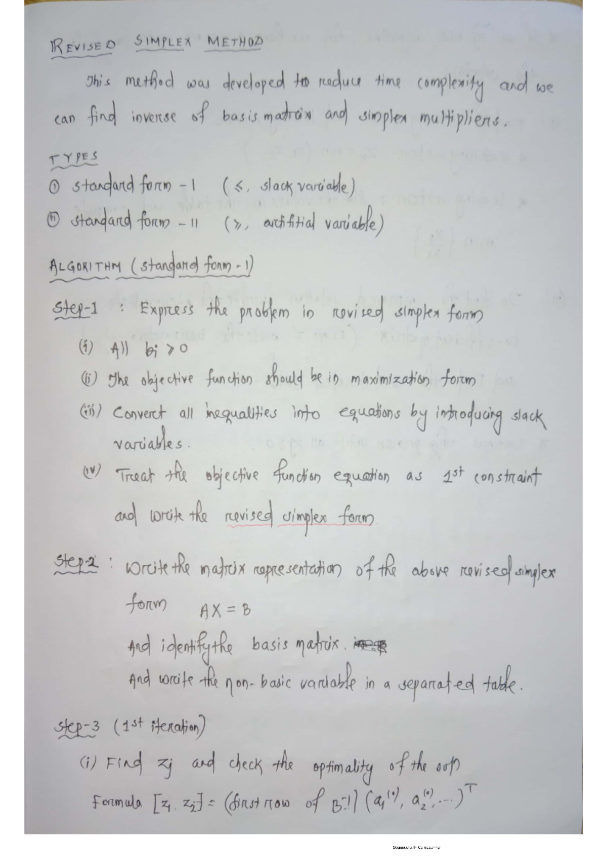 Revised Simplex Method Notes for Optimization Studies - Studocu