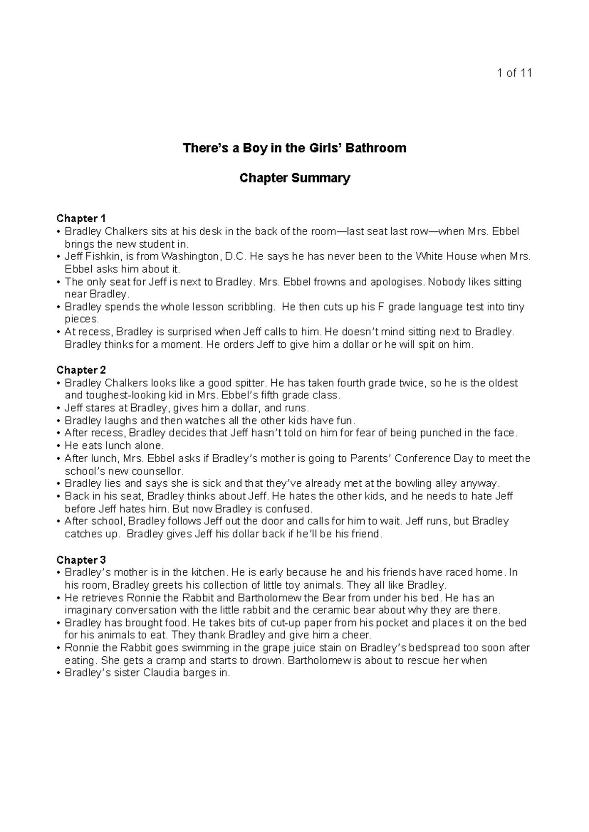 Tabigb Chapter Summaries: "There's a Boy in the Girls' Bathroom" - Studocu