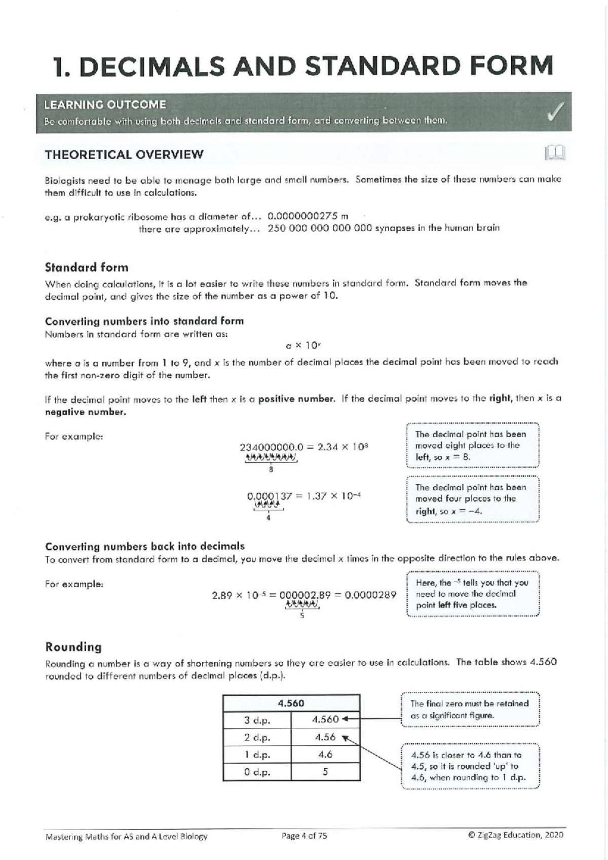1. AS Biology: Decimals and Standard Form Mastery Guide - Studocu