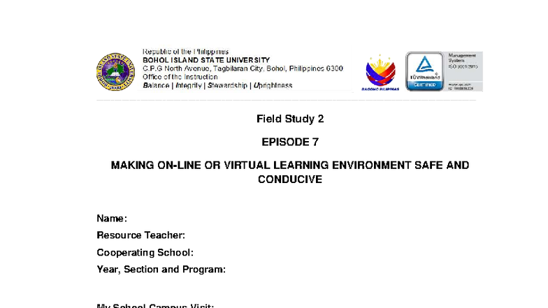 Field Study 2: Episode 7 - Creating Safe Virtual Learning Environments ...