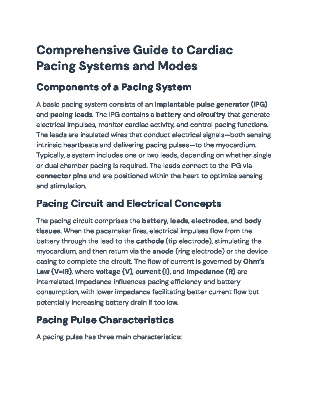 Comprehensive Guide to Cardiac Pacing Systems and Modes (CPM 101) - Studocu