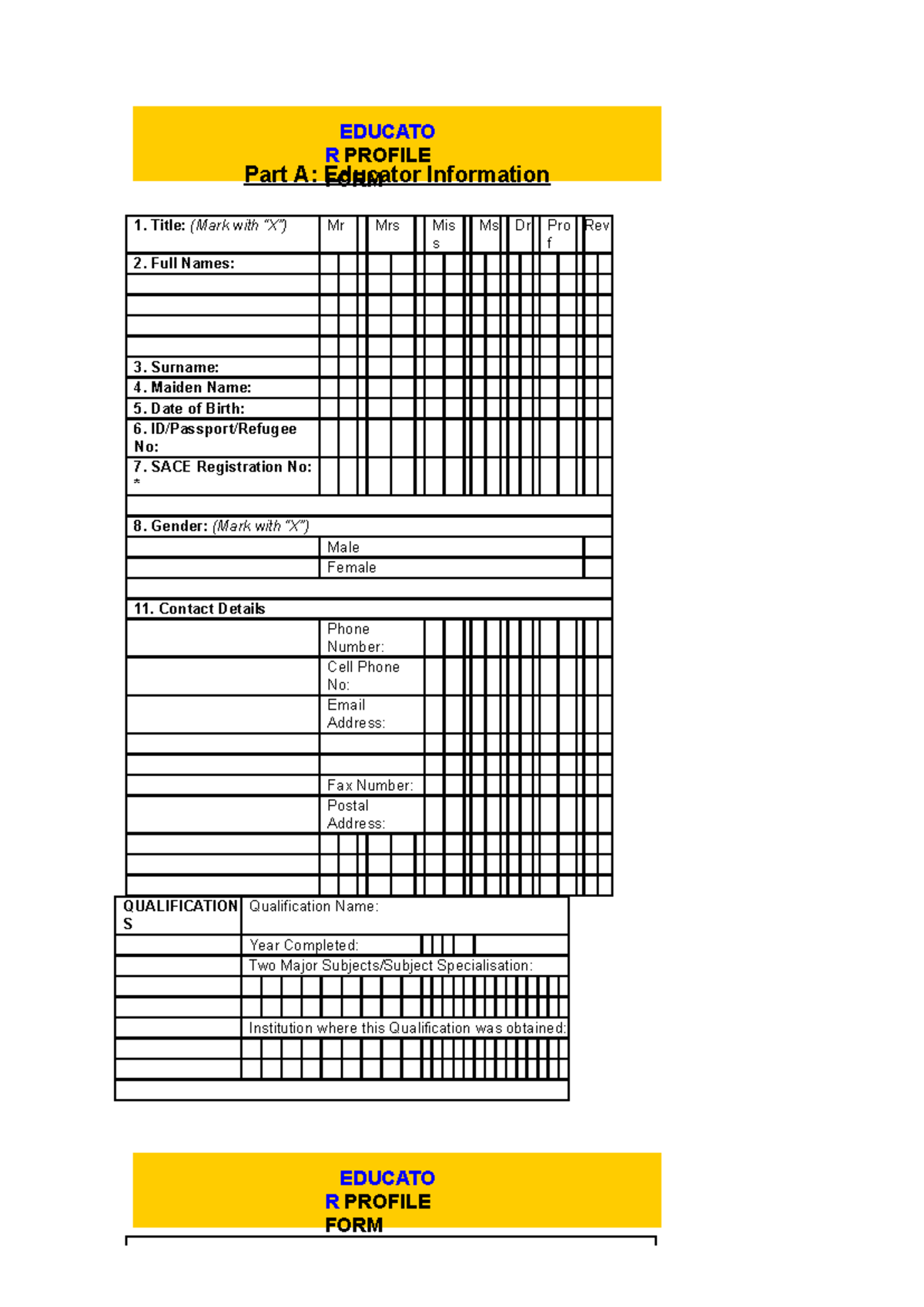 Educator Profile Form 2024 - Template for Submissions - Studocu