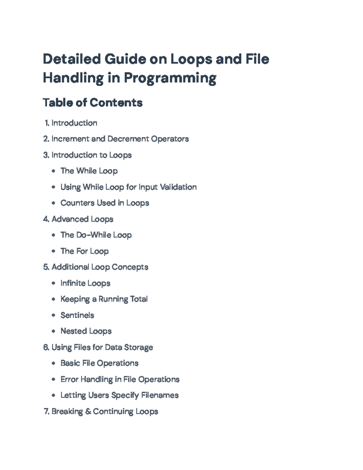 Comprehensive Guide to Loops & File Handling in Programming - Detailed ...