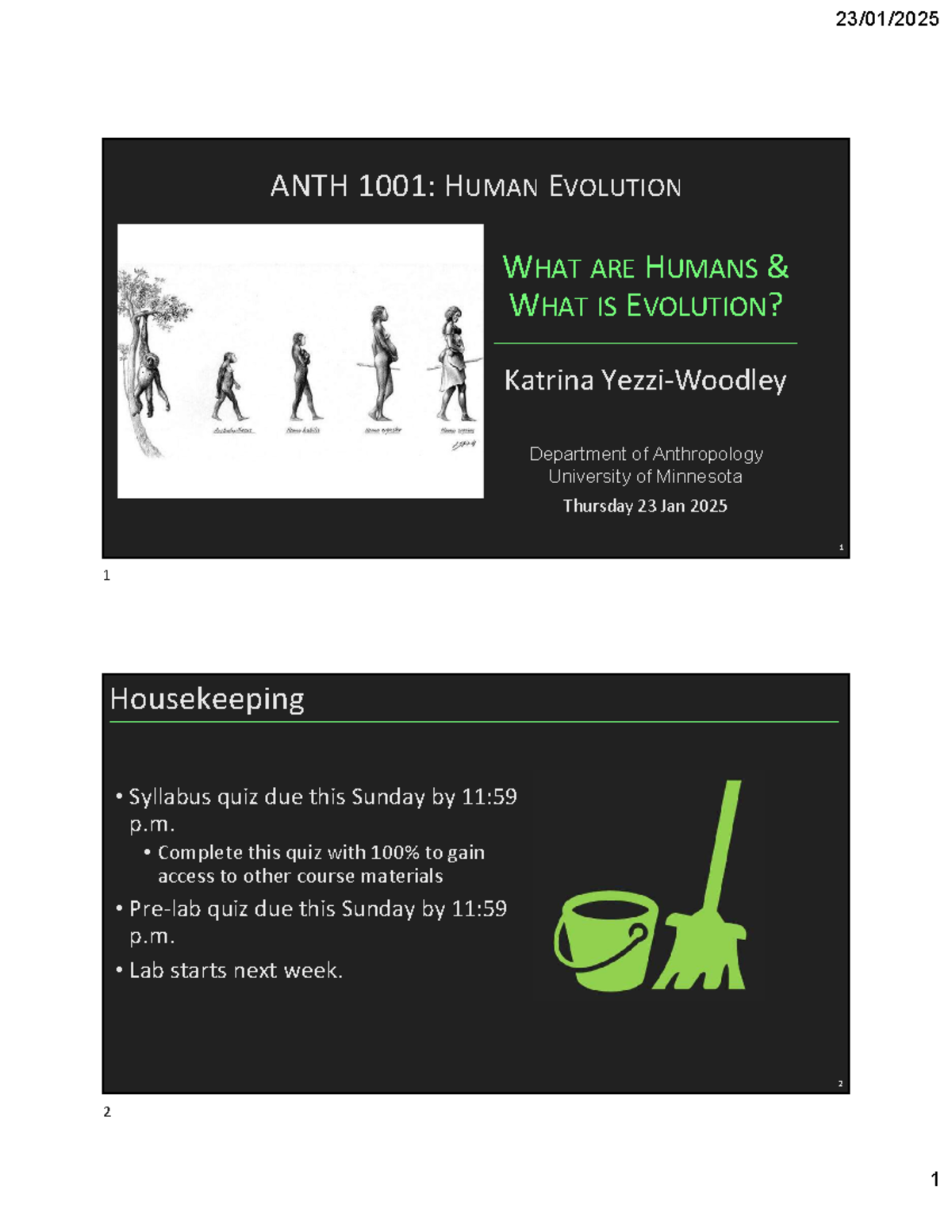 ANTH 1001: Understanding Humans and Evolution - Lecture Notes - ANTH ...