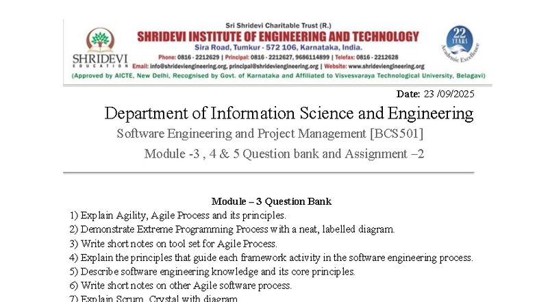 SE&PM 4-5 Question Bank & Assignment: Agile & Project Management - Studocu