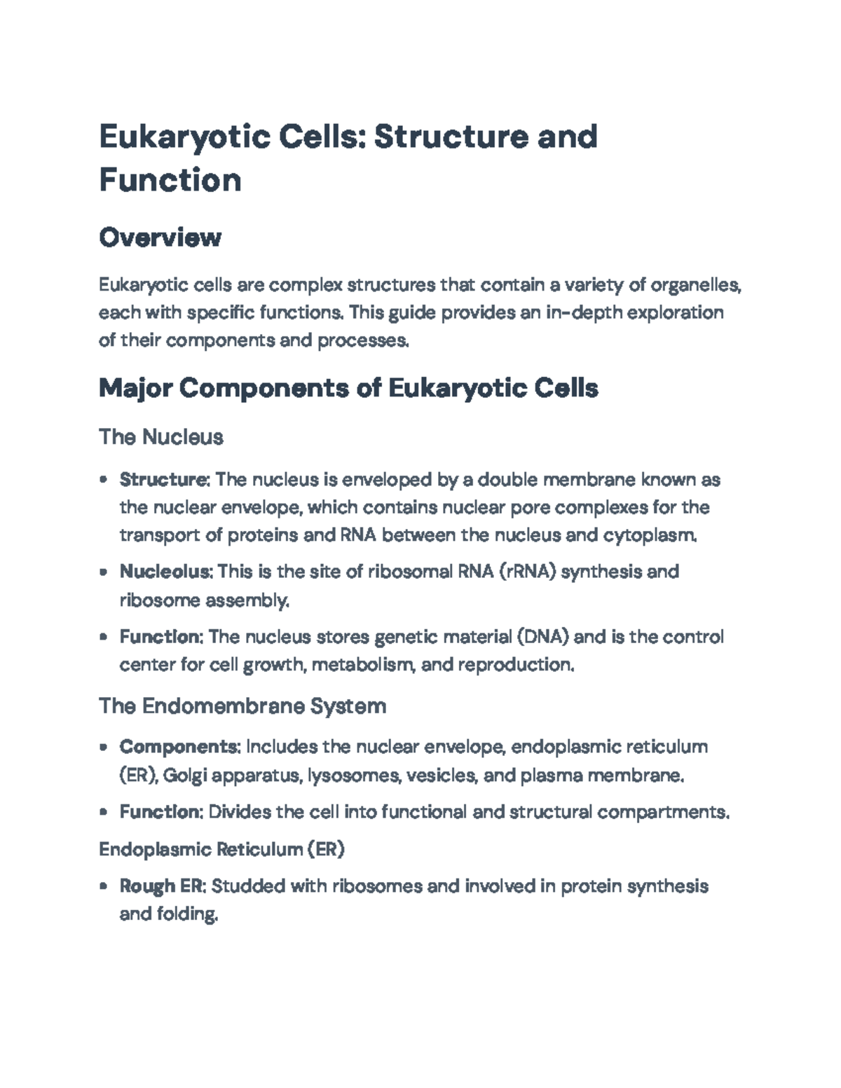Exploring Eukaryotic Cells: Structure, Function, and Processes ...