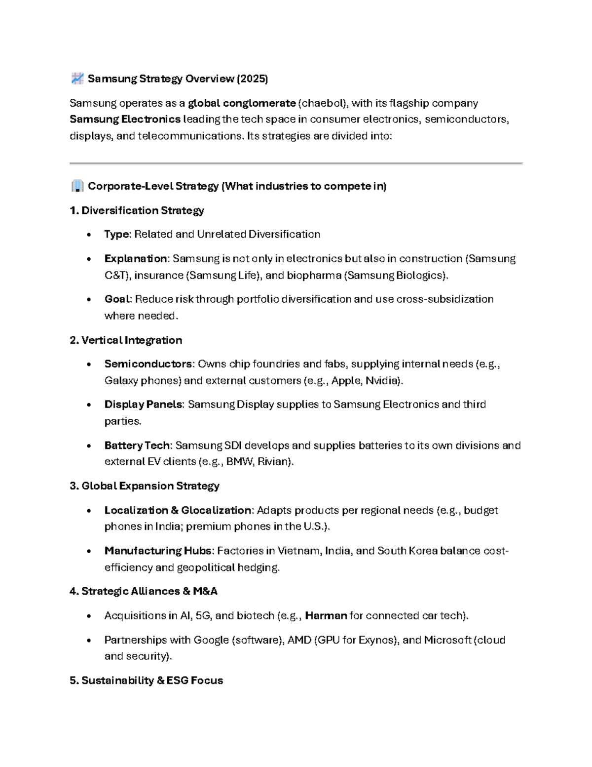 Samsung Business & Corp Level Strategy Overview (2025) - Studocu