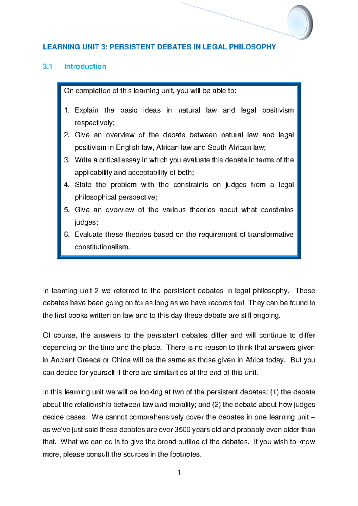 Learning UNIT 5 2020 rewrite - 1 LEARNING UNIT 5: CRITICAL THEORIES On ...