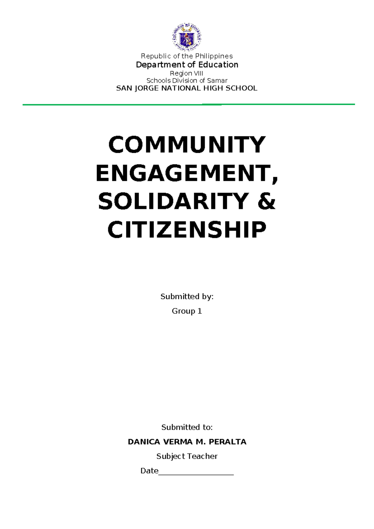 TUG-WAY Community Engagement Action Plan for HUMSS C&D Students - Studocu