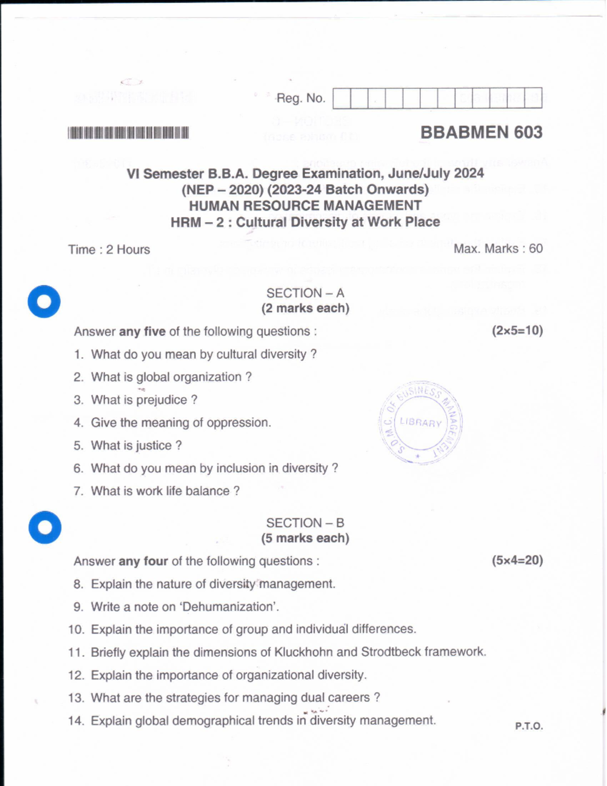 BBA VI Sem HRM 2: Cultural Diversity at Workplace Exam Notes 2024 - Studocu