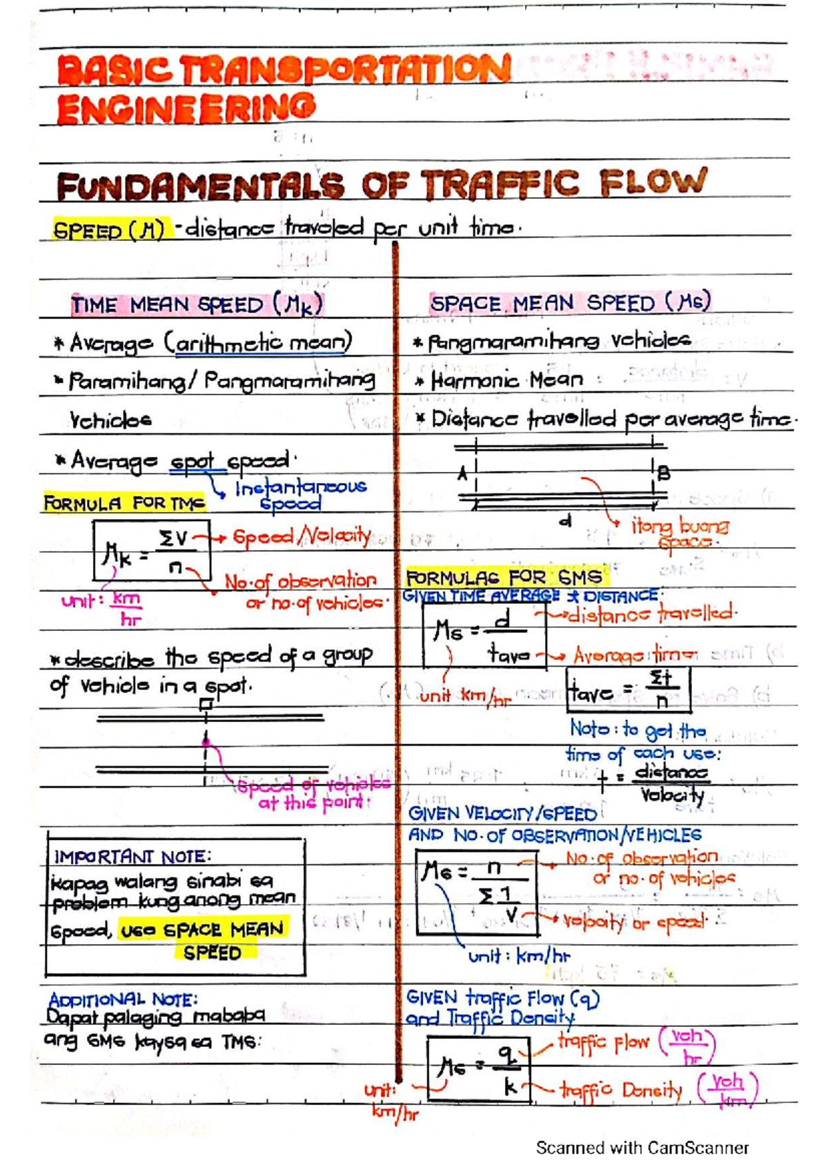 BASIC TRANSPORTATION ENGINEERING: TRAFFIC FLOW SPEED ANALYSIS (Transpo ...