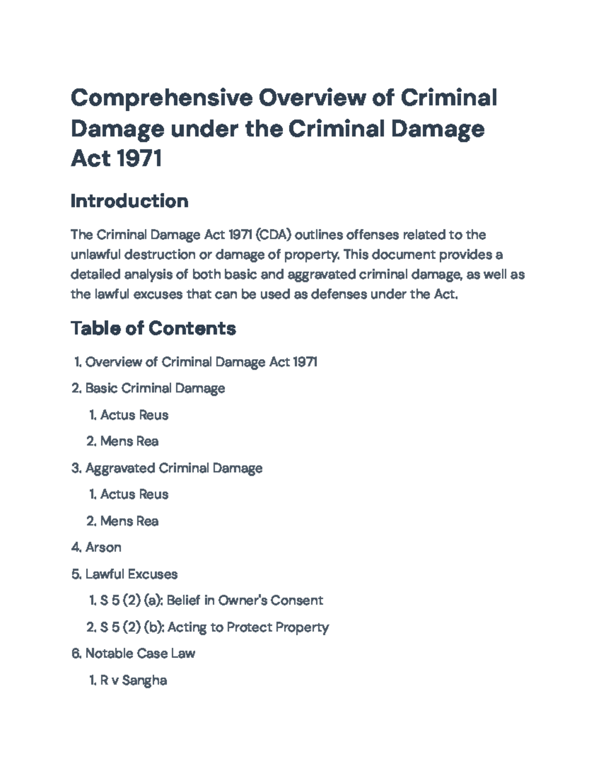 Comprehensive Analysis of Criminal Damage Under CDA 1971 ...