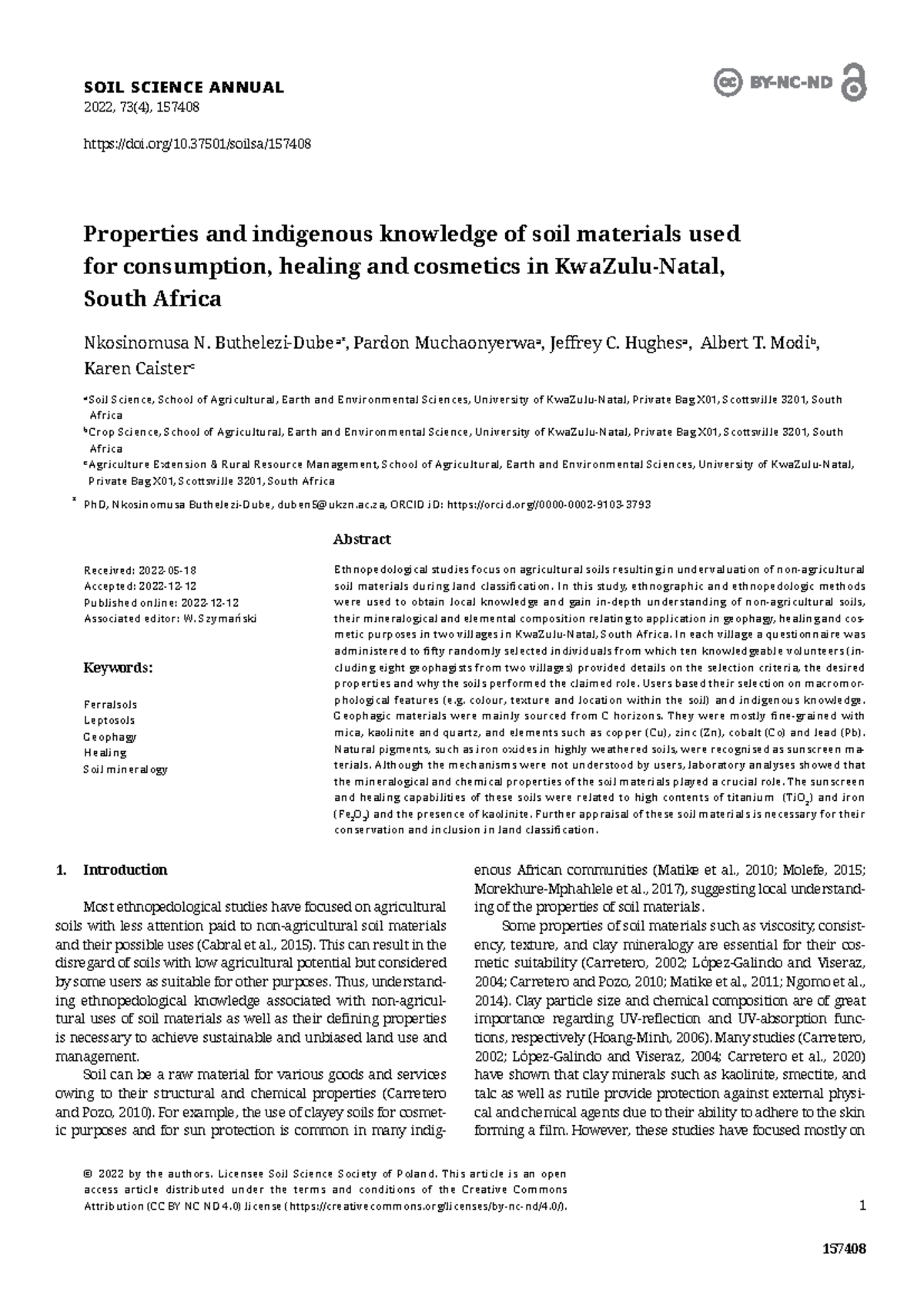 **KZN Soil Properties & Indigenous Knowledge: Geophagy & Healing Uses ...