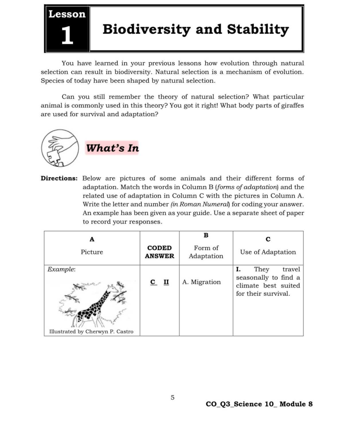 CO_Q3_Science 10_ Module 8: Biodiversity, Adaptation, and Ecosystem ...
