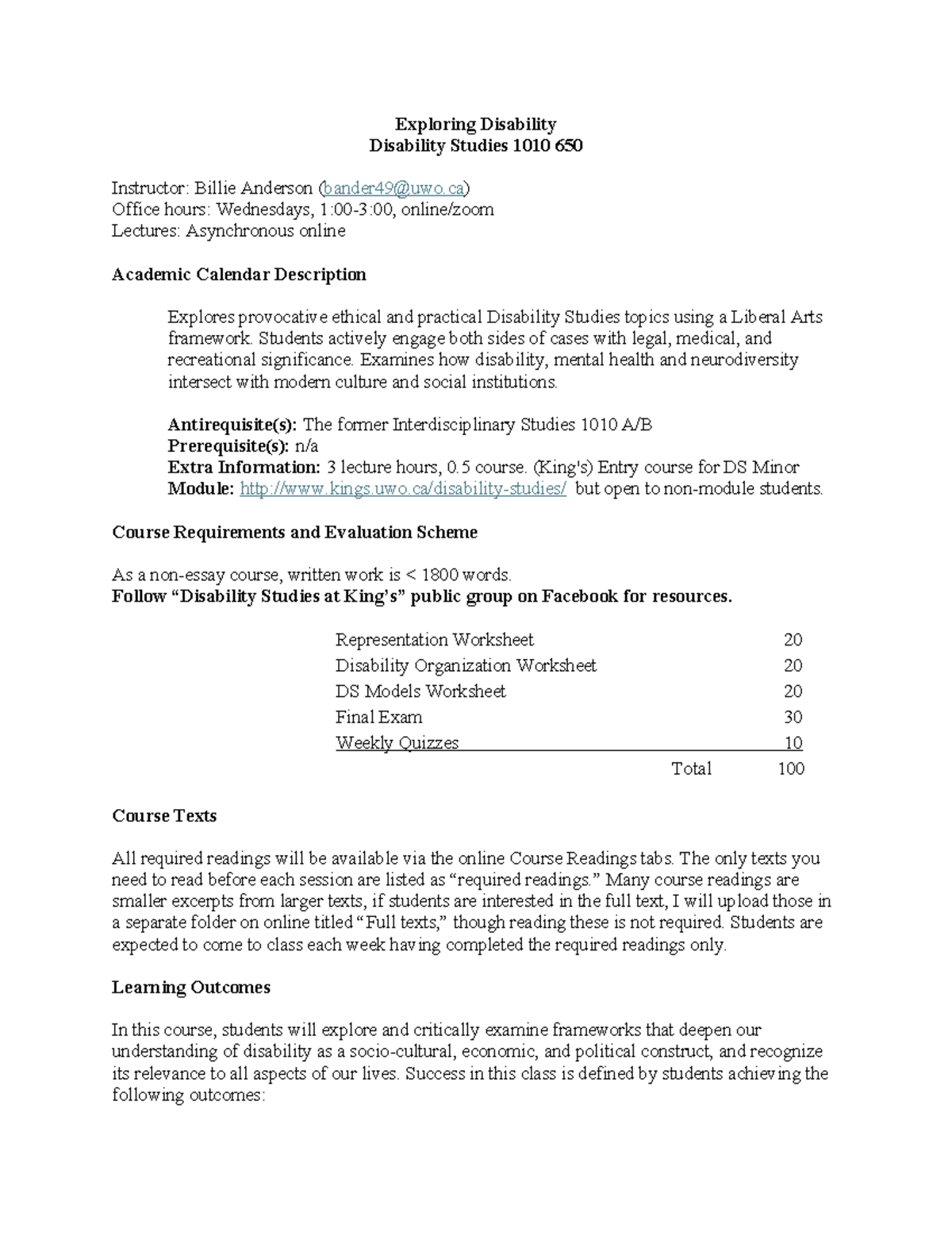 Disability Studies 1010: Exploring Ethical Perspectives and Culture ...