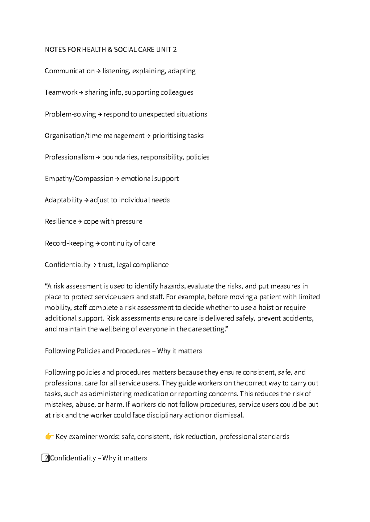 Health & Social Care Unit 2: Key Notes on Communication ...