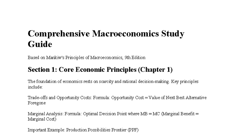 Comprehensive Macroeconomics Study Guide (ECO 101) - Key Concepts ...