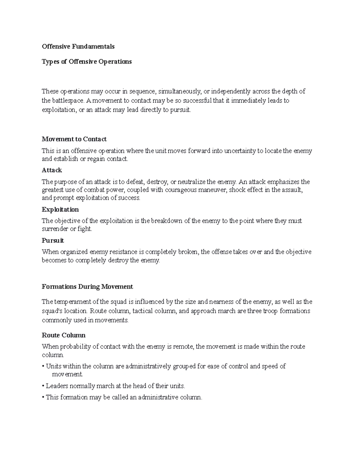 Squad Operation's Sgt's Course - Offensive Fundamentals Types of ...