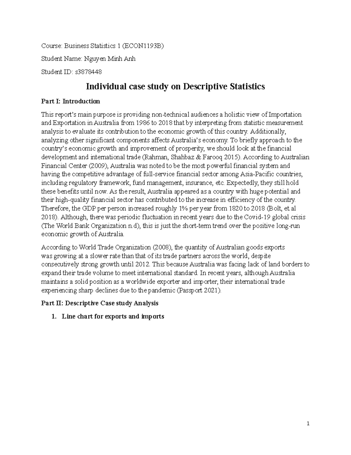 Bstat 1 - HDDDDD - Course: Business Statistics 1 (ECON1193B) Student ...