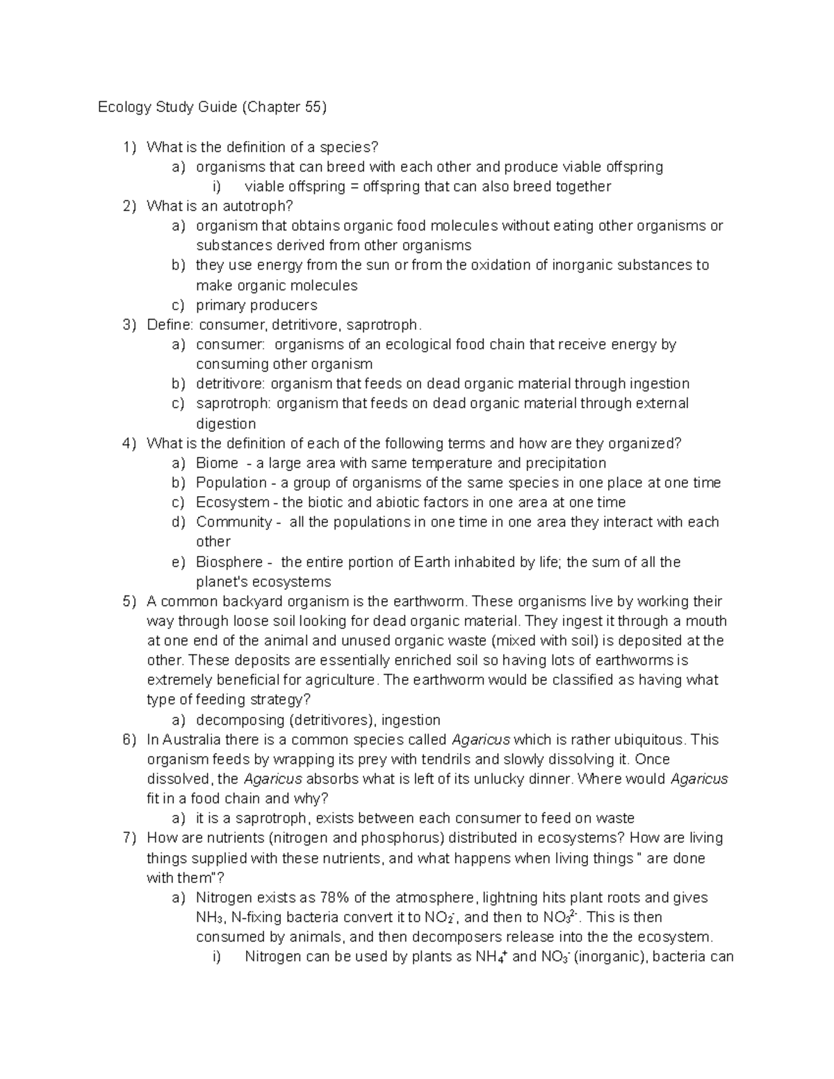 Ecology Study Guide - Lecture Notes for Chapter 55 Overview - Studocu