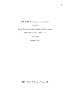 D223 Task 1 Final - D223 - D223 – UKM1 – Performance Assessment 1 ...