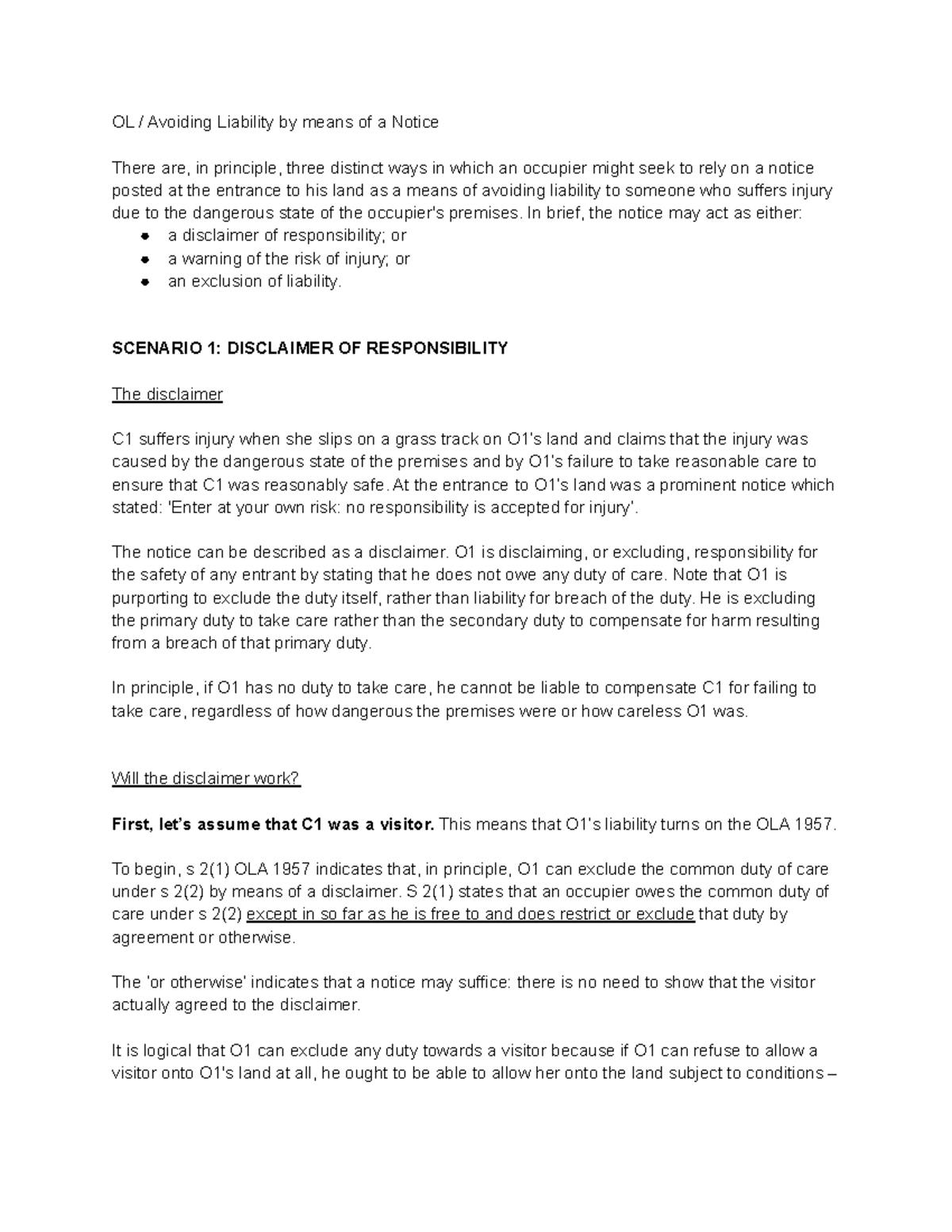 OL Understanding Notices for Avoiding Liability: Key Scenarios ...