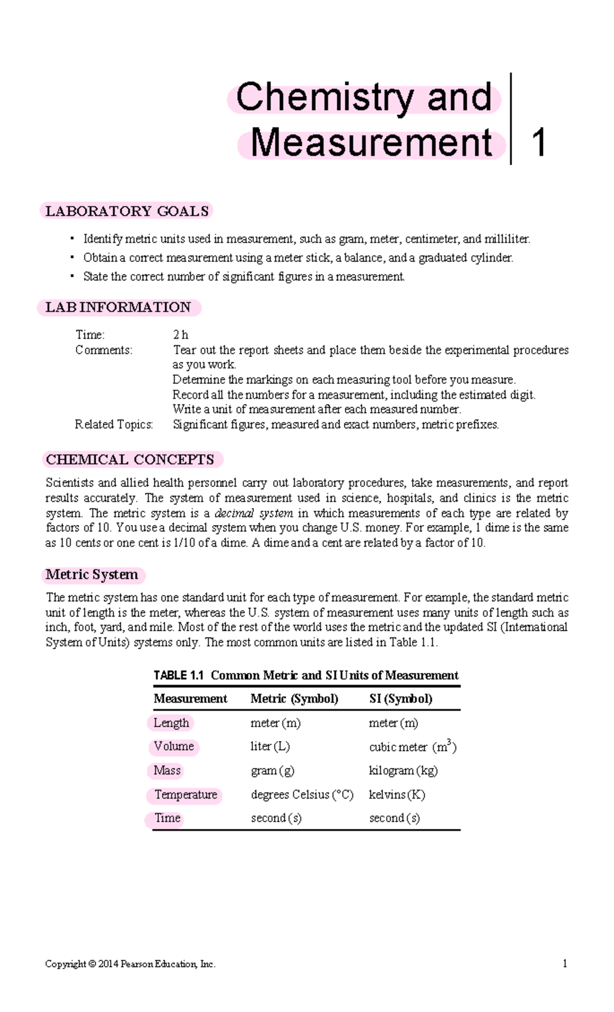 Chemistry 280 - Laboratory Overview: Measurement Fundamentals - Studocu