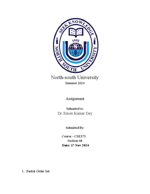 Assignment 2 - Data Structure and Algorithm practice - North South University CSE 373: Design ...