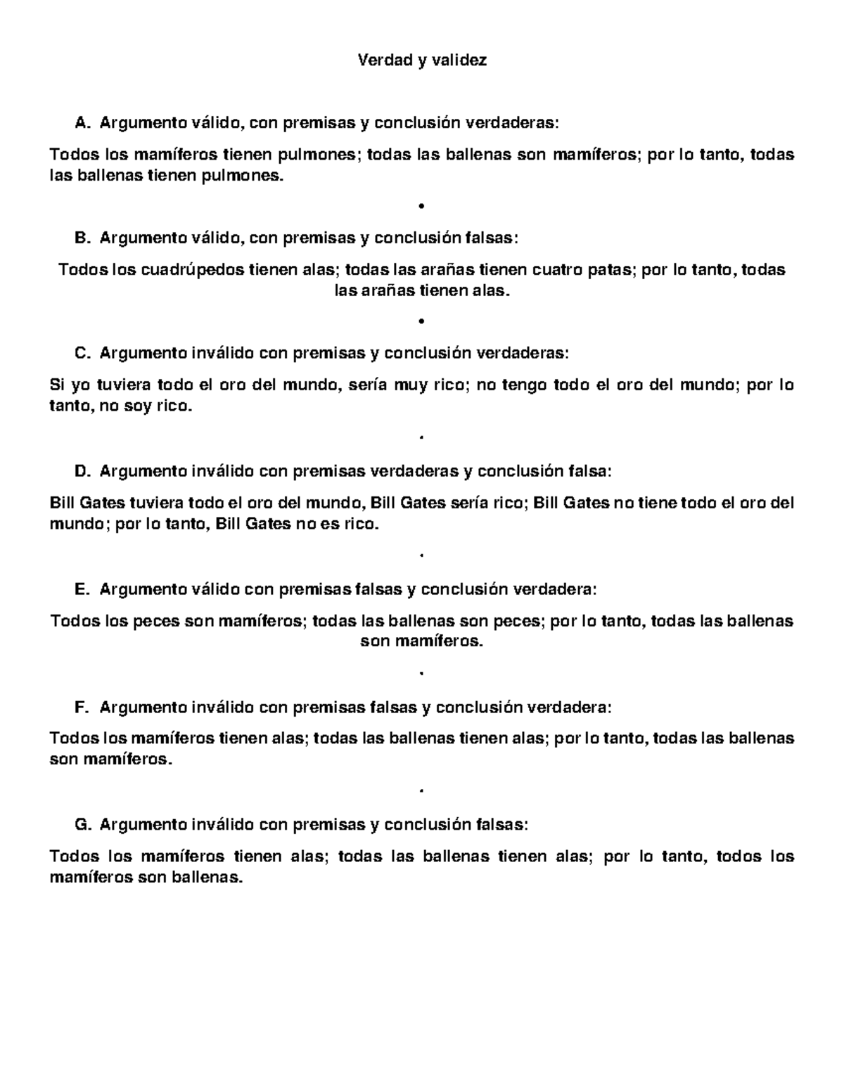 Premisas y Conclusiones en Argumentos: Verdad y Validez - Studocu