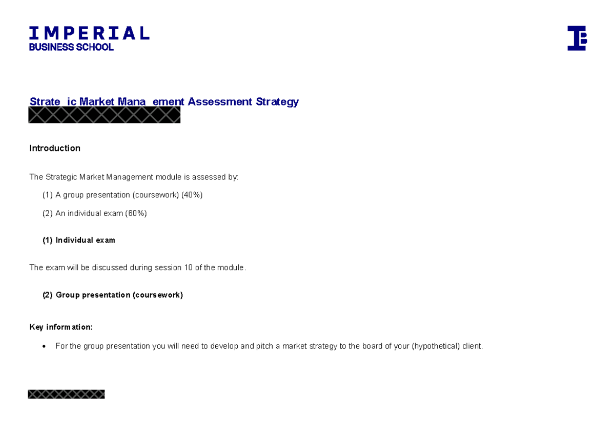 Strategic Market Management (SMM) Group Presentation Brief - Studocu