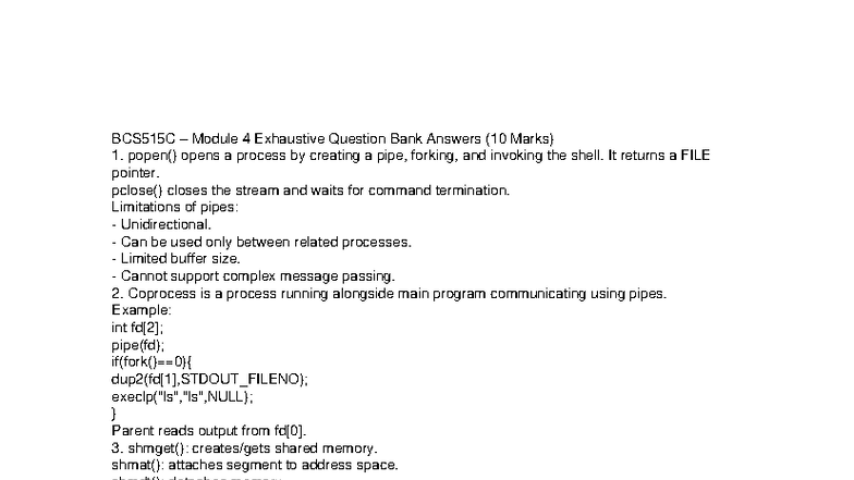 BCS515C Module 4 Exhaustive Q&A on IPC Concepts (10 Marks) - Studocu