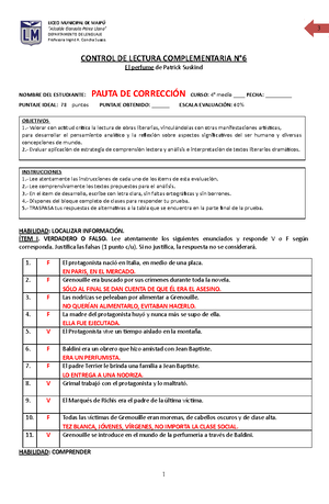 Prueba DE Matilda Alumnos - PRUEBA DEL LECTURA COMPLEMENTARIA: MATILDA 5° BASICO NOMBRE: - Studocu