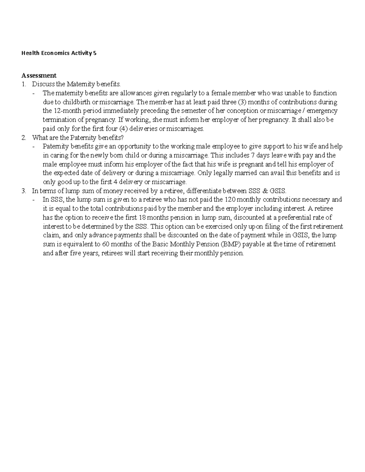 Hecon Activity 5 - Health Economics - Studocu