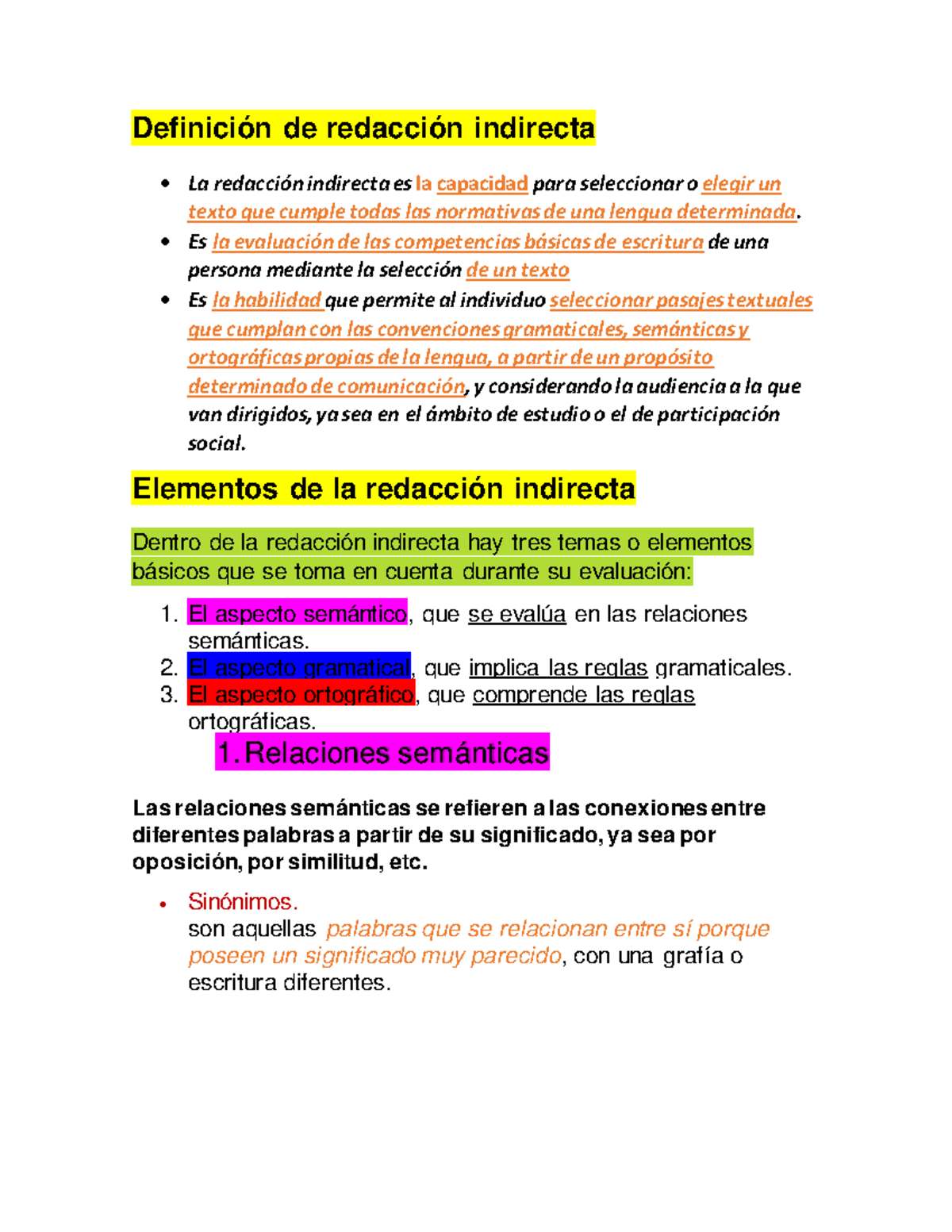Guía de Redacción Indirecta: Aspectos y Reglas Clave - Studocu