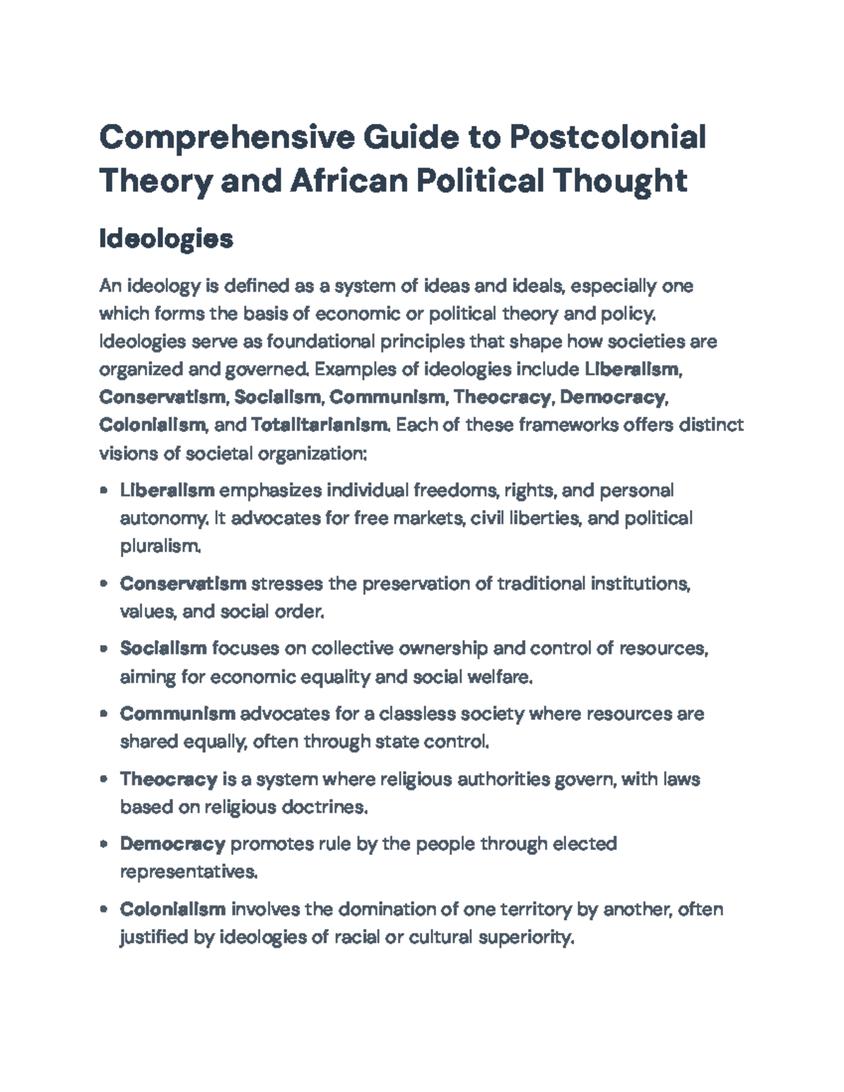 Comprehensive Guide to Postcolonial Theory & African Political Thought ...