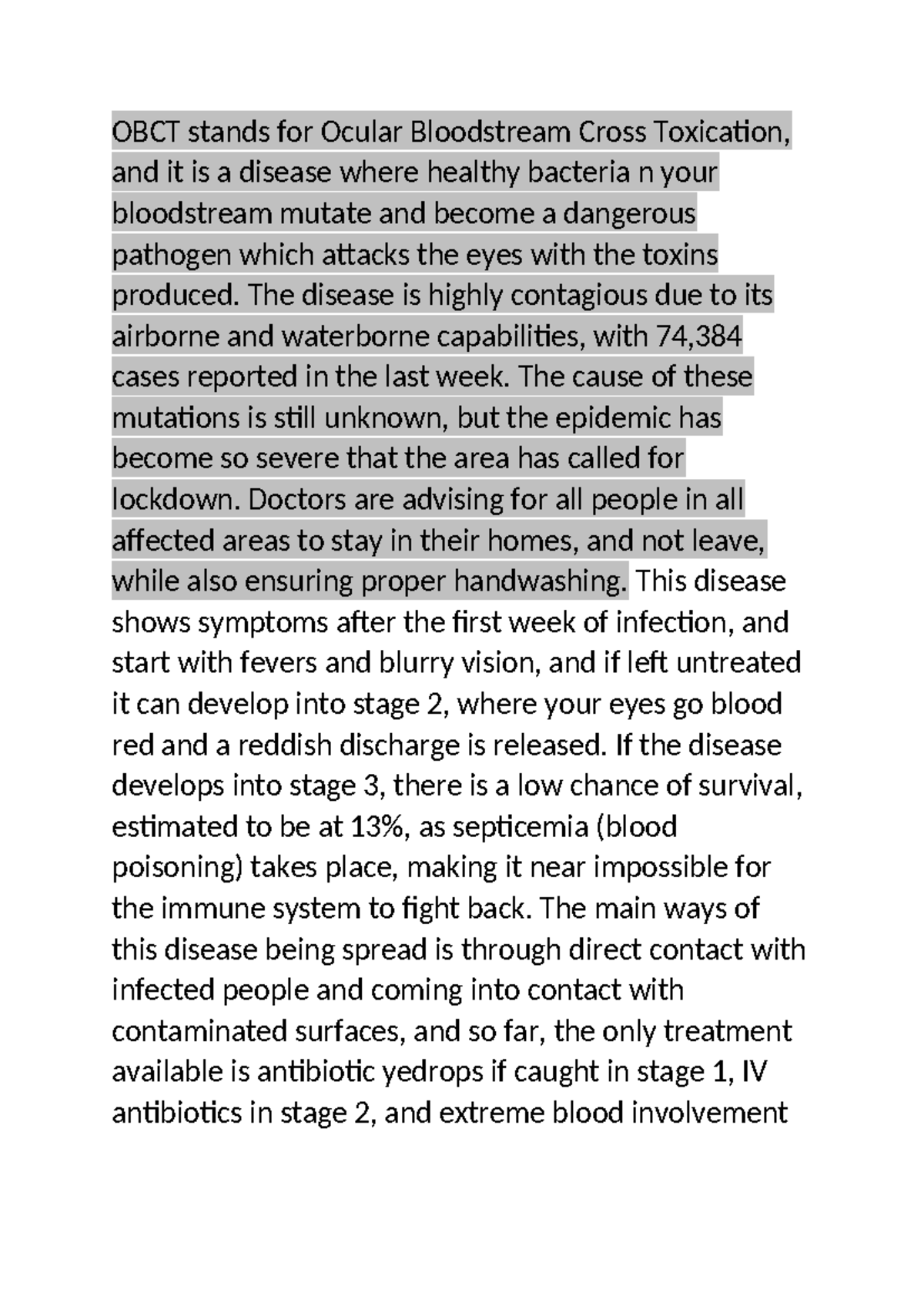 OBCT: Ocular Bloodstream Cross Toxication Overview and Impact - Studocu