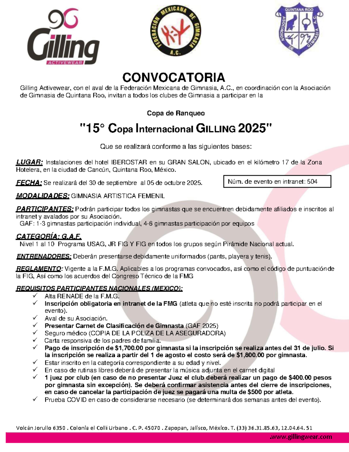 Convocatoria para la Copa Internacional Gilling 2025 - Studocu