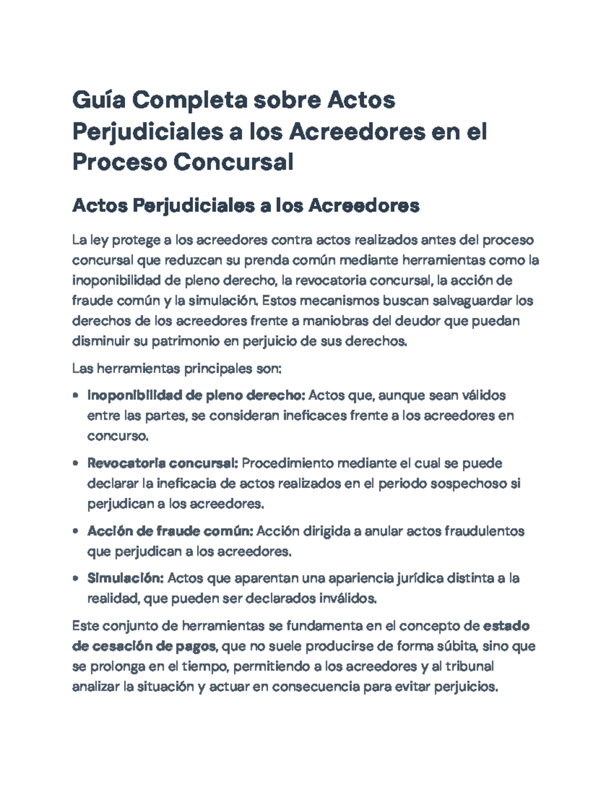 Guía Completa sobre Actos Perjudiciales a Acreedores en Proceso ...