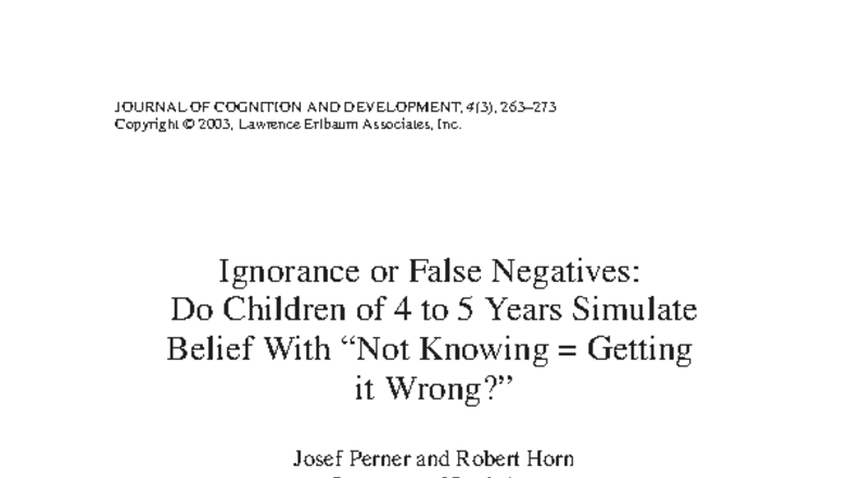 JOURNAL OF COGNITION AND DEVELOPMENT: Three-Option False Belief Tasks ...
