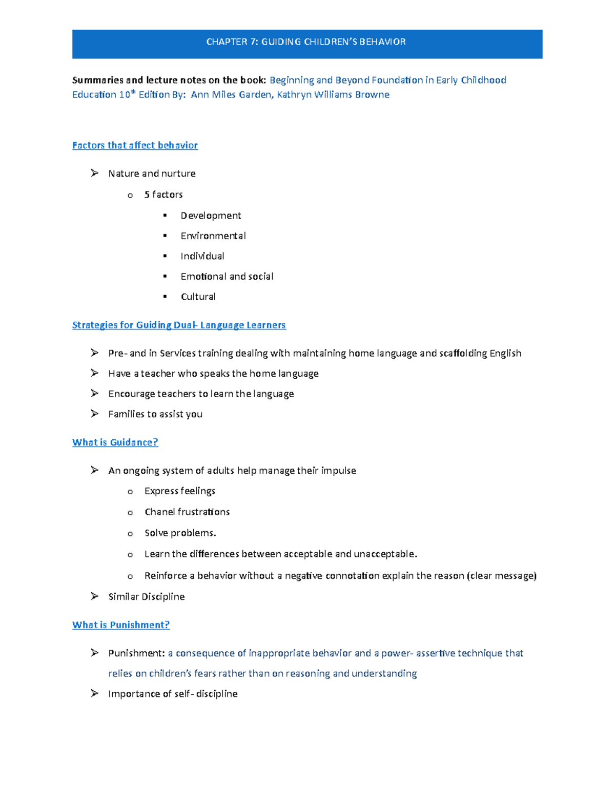 Chapter 7: Guiding Children's Behavior - Lecture Notes on Early ...