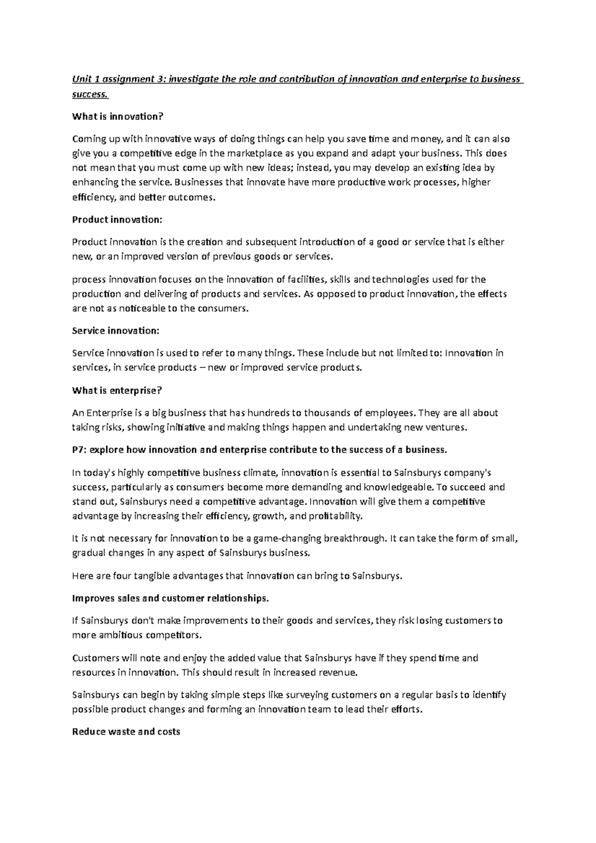 Unit 1 Assigment 2 Btec Business Level 3 Unit 1 Assignment 2 Exploring Business Unit 1