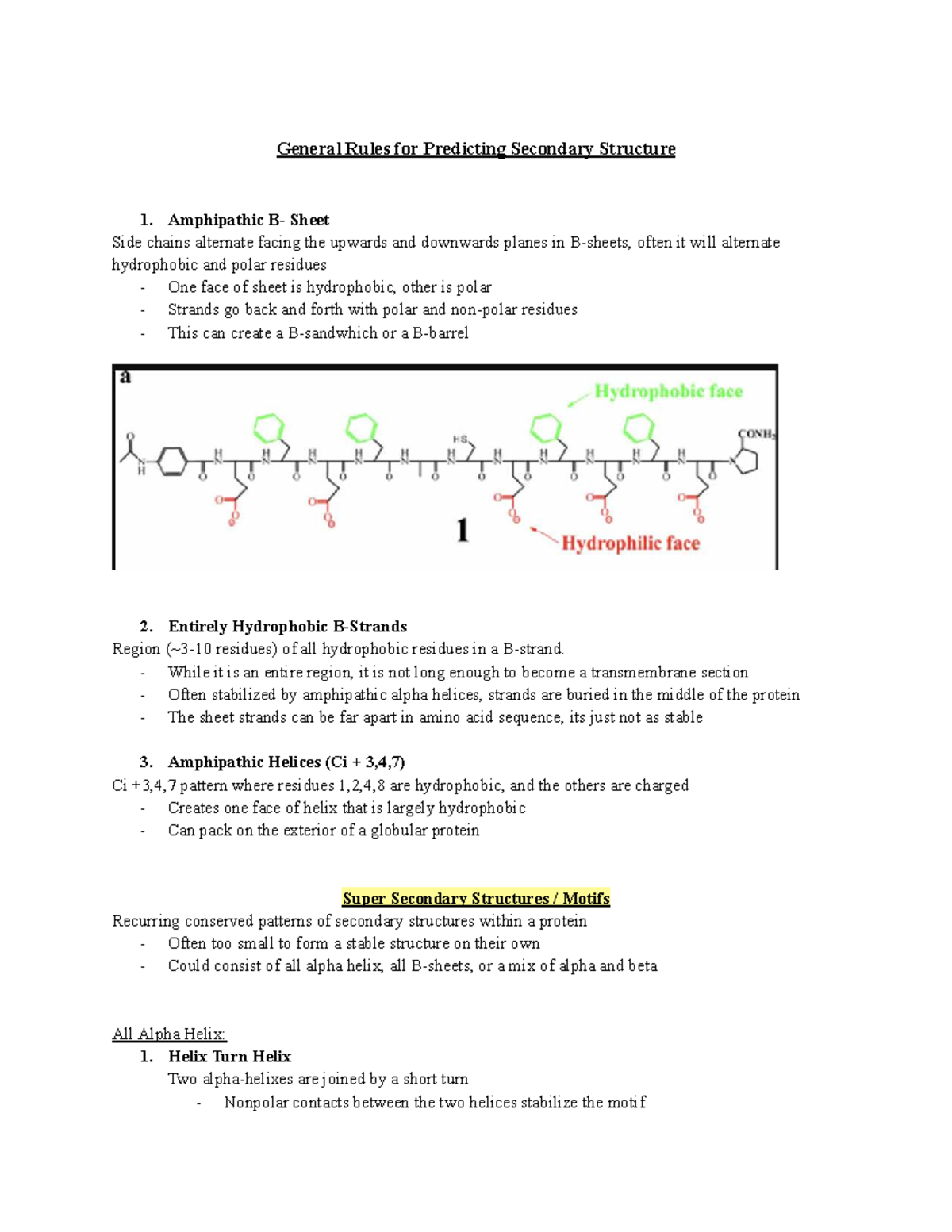 Biochem 3381 - Notes on Protein Motifs and Domains - Studocu