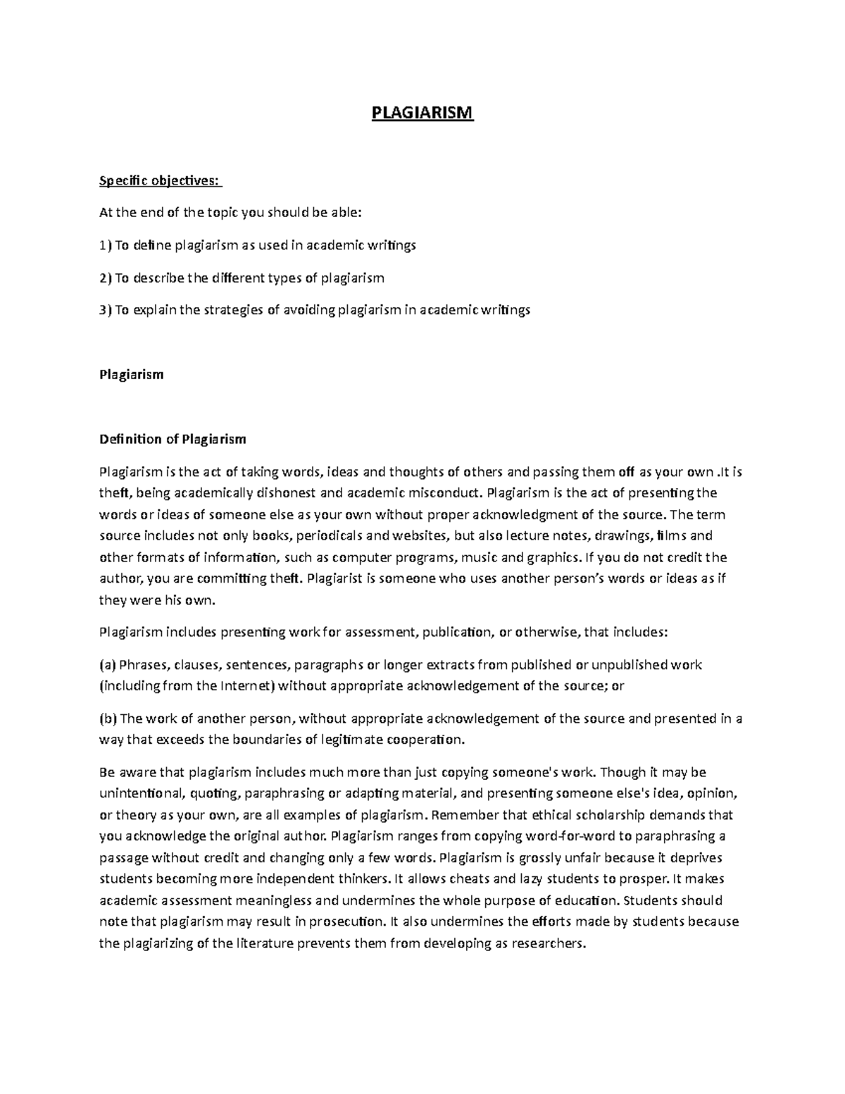 Understanding Plagiarism: Definition, Types & Avoidance Strategies ...