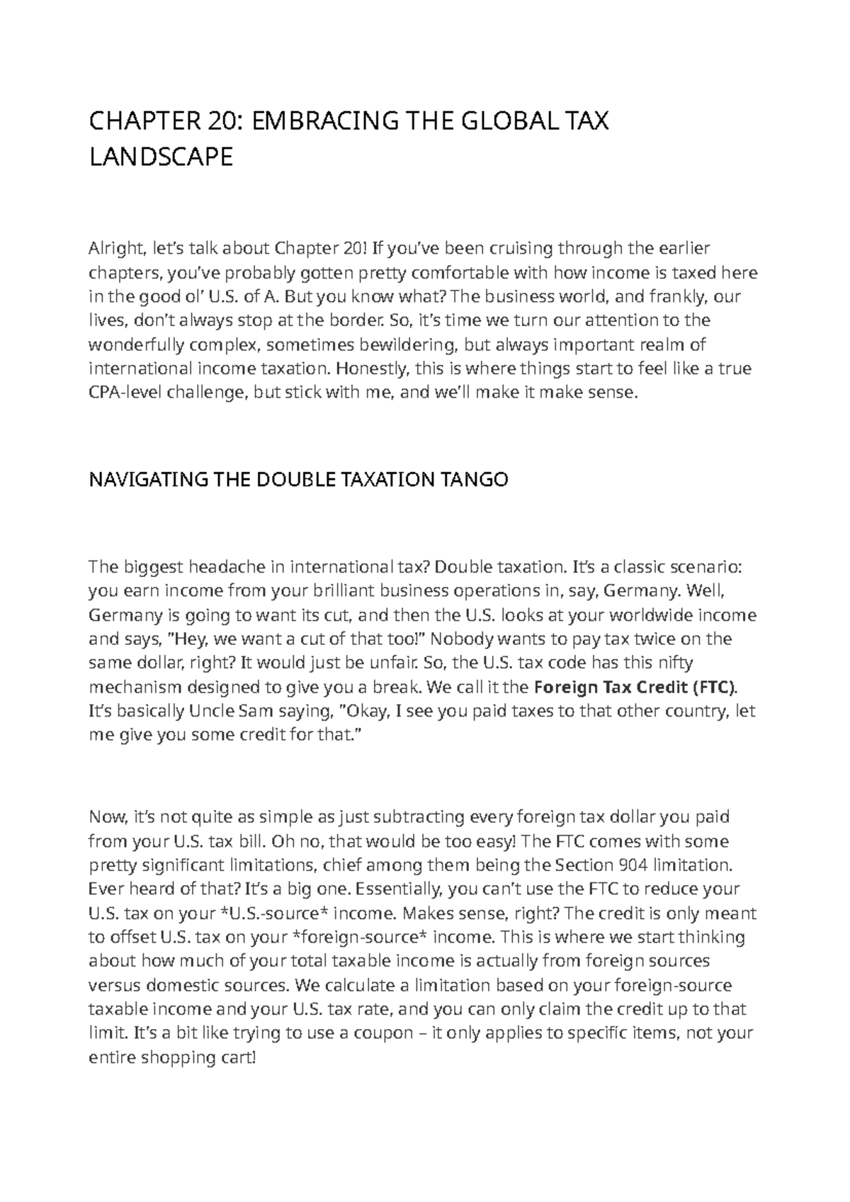 CHAPTER 20: NAVIGATING THE GLOBAL TAX LANDSCAPE - Studocu