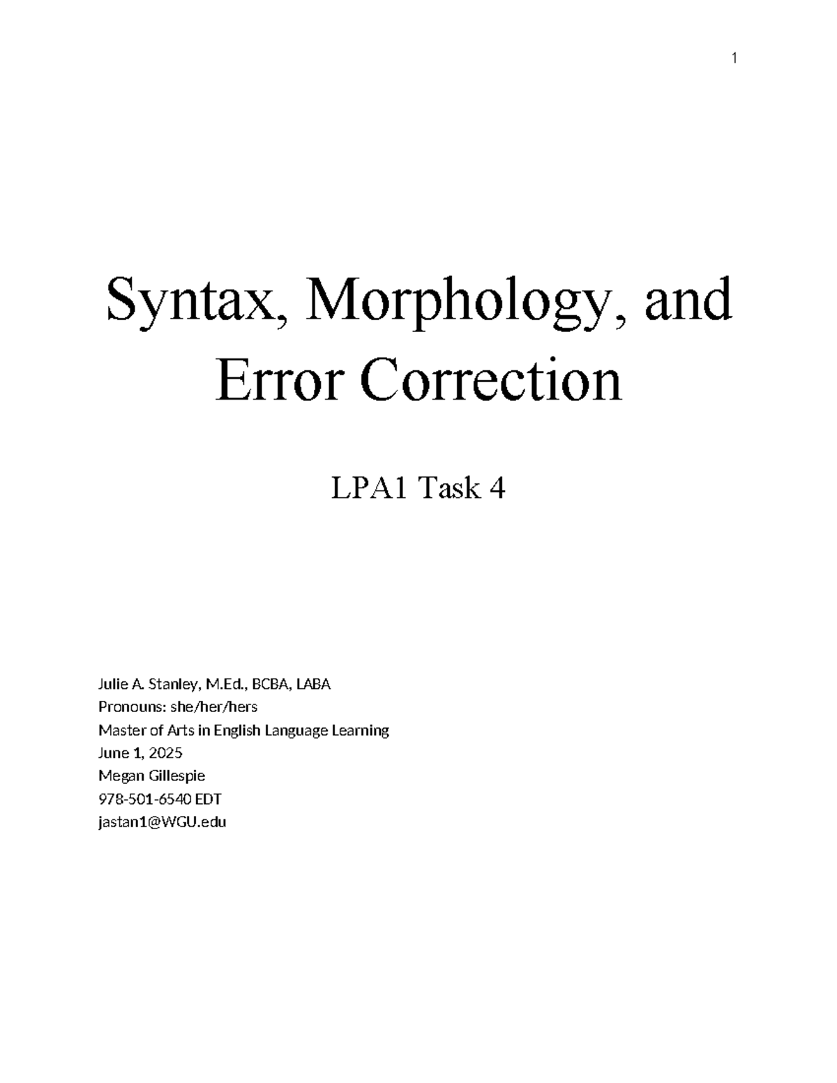 LPA1 Task 4: Syntax, Morphology & Error Correction in Young Learners ...