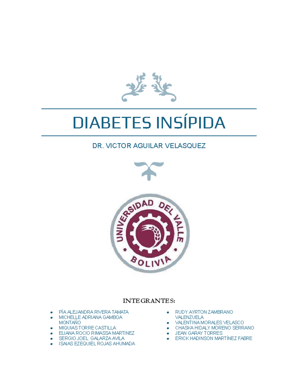 DIABETES INSÍPIDA: ETIOLOGÍA, DIAGNÓSTICO Y TRATAMIENTO - Studocu