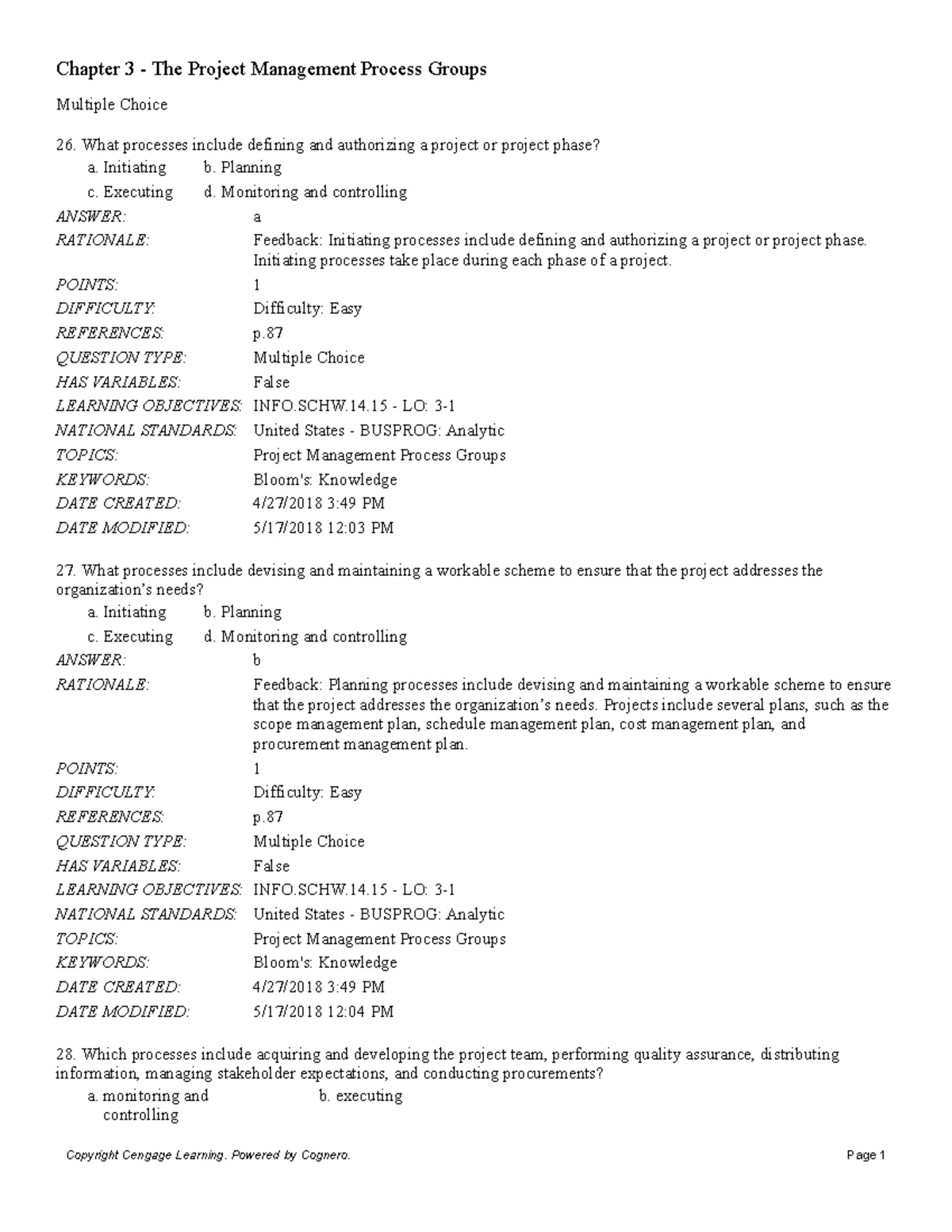 Chapter 3 The Project Management Process Groups MCQ - Completion A(n ...