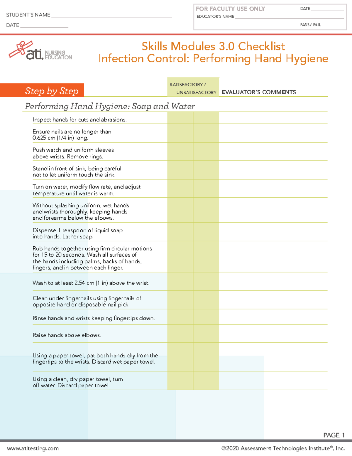 NURSING EDUCATION IL: Skills Checklist for Infection Control Hand ...